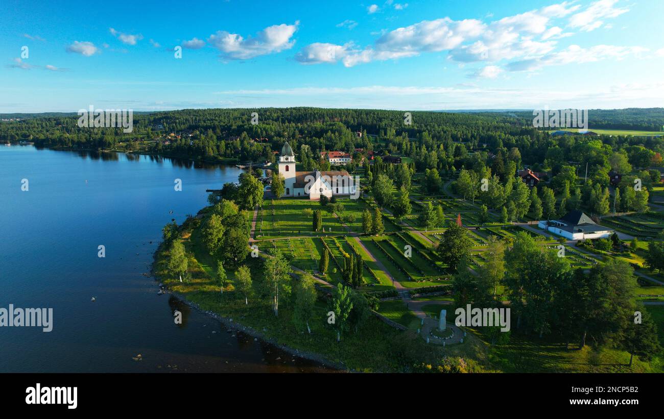 15th century church and cemetery. Historical monument by the Siljan ...