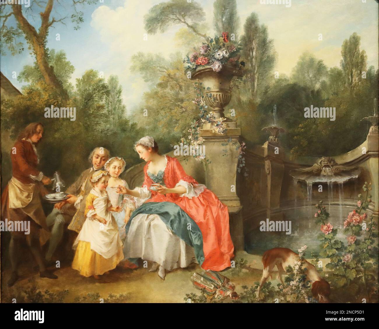 A Lady in a Garden having Coffee with Children by French Rococo painter ...