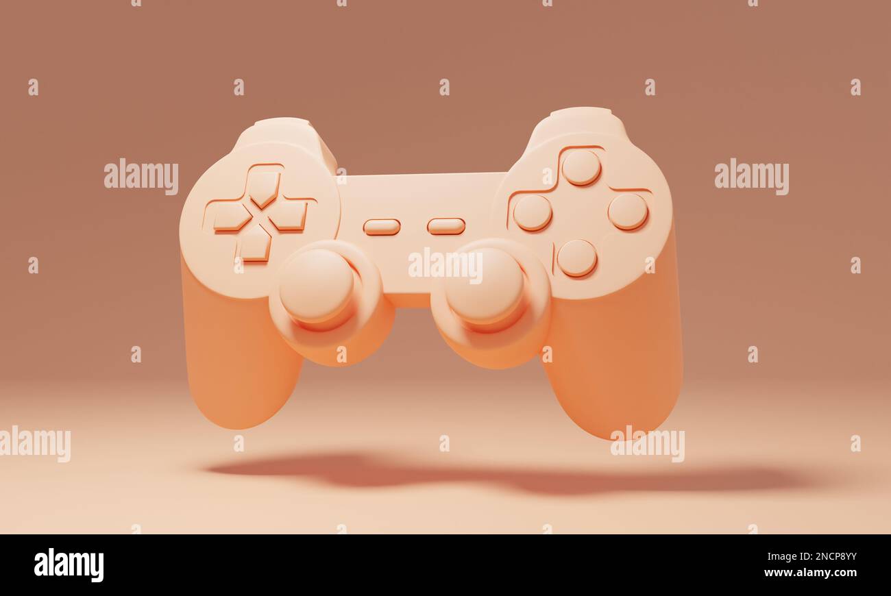 Levitating Console Gamepad On Same Color Background 3d Rendering Minimalistic Still Life