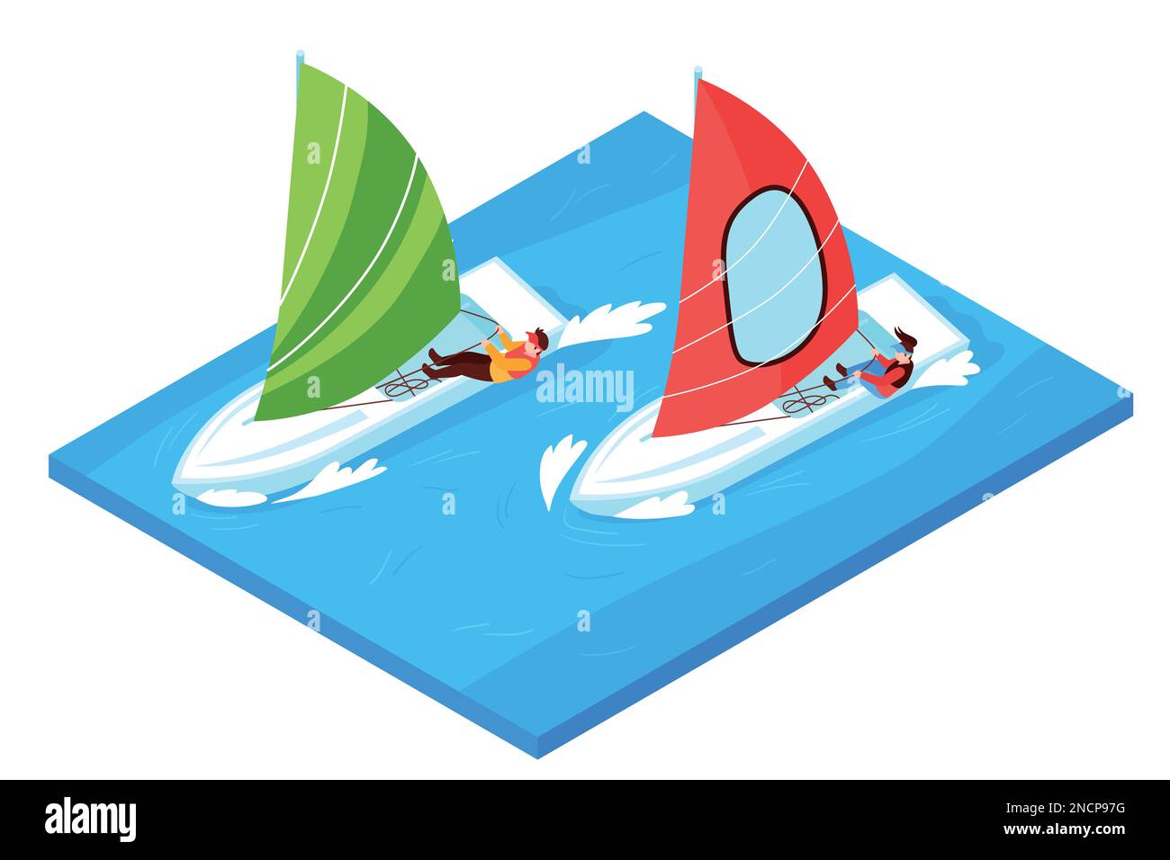 Regatta concept with race competition symbols isometric vector ...