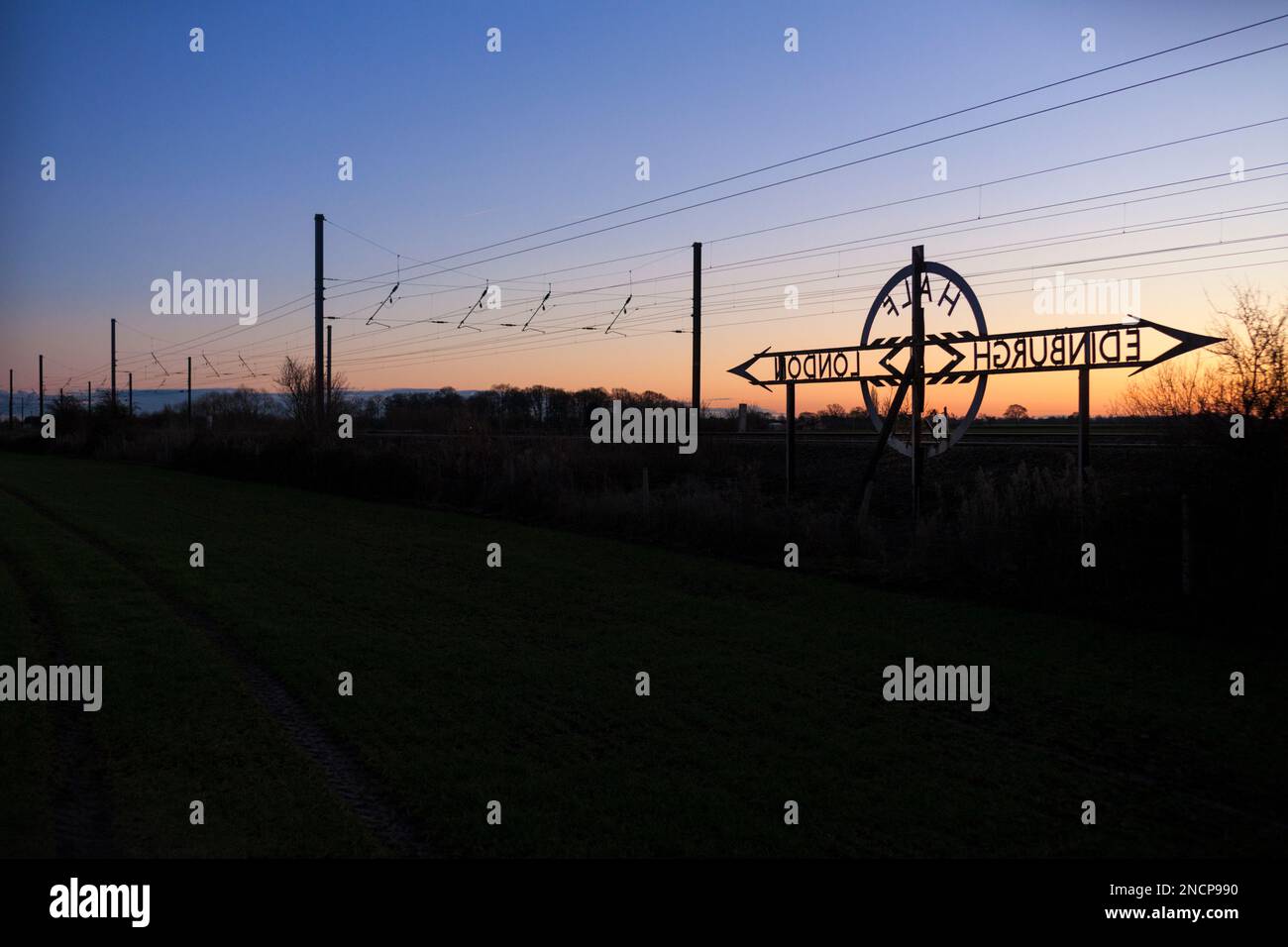 East coast mainline half way sign hi-res stock photography and images ...