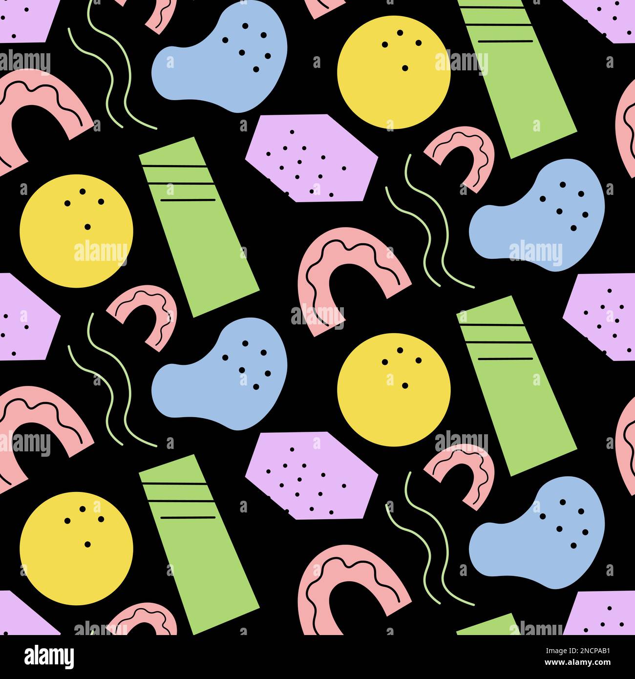 Geometric memphis doodle abstract shapes. Colorful y2k objects set ...