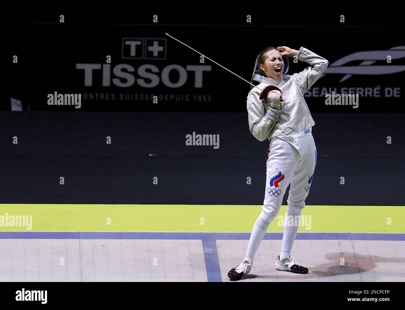 Russia's Dina Galiakbarova reacts after facing Ukraine's Galyna Pundyk ...