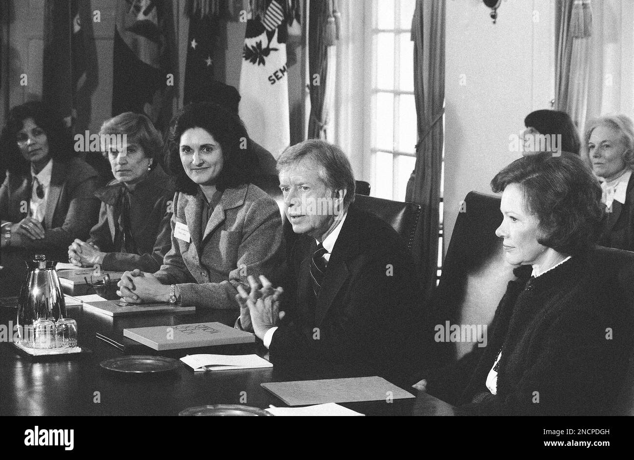 President Jimmy Carter meets in the Cabinet Room of the White House in ...