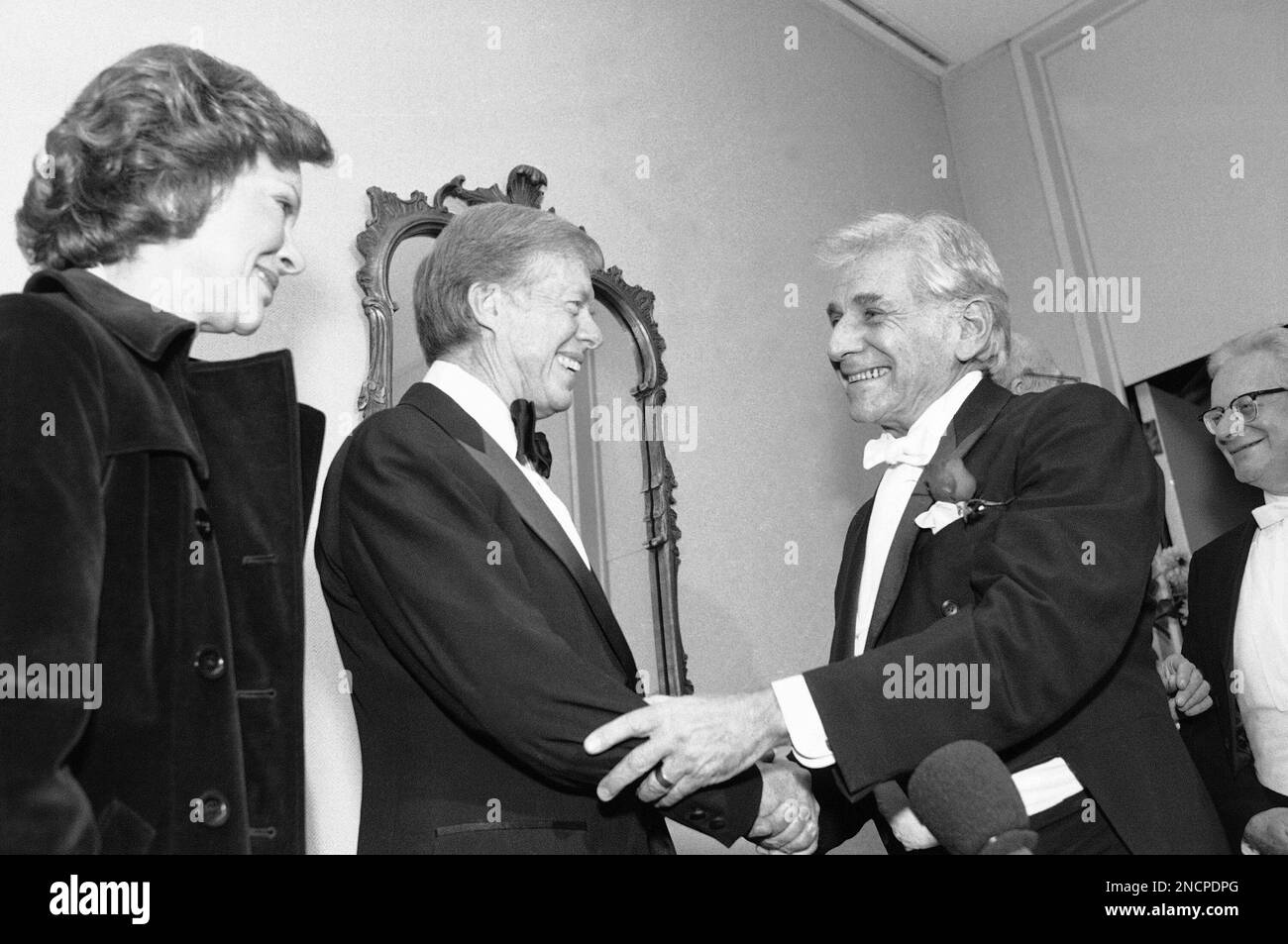 President Jimmy Carter laughs with Leonard Bernstein at the Kennedy ...