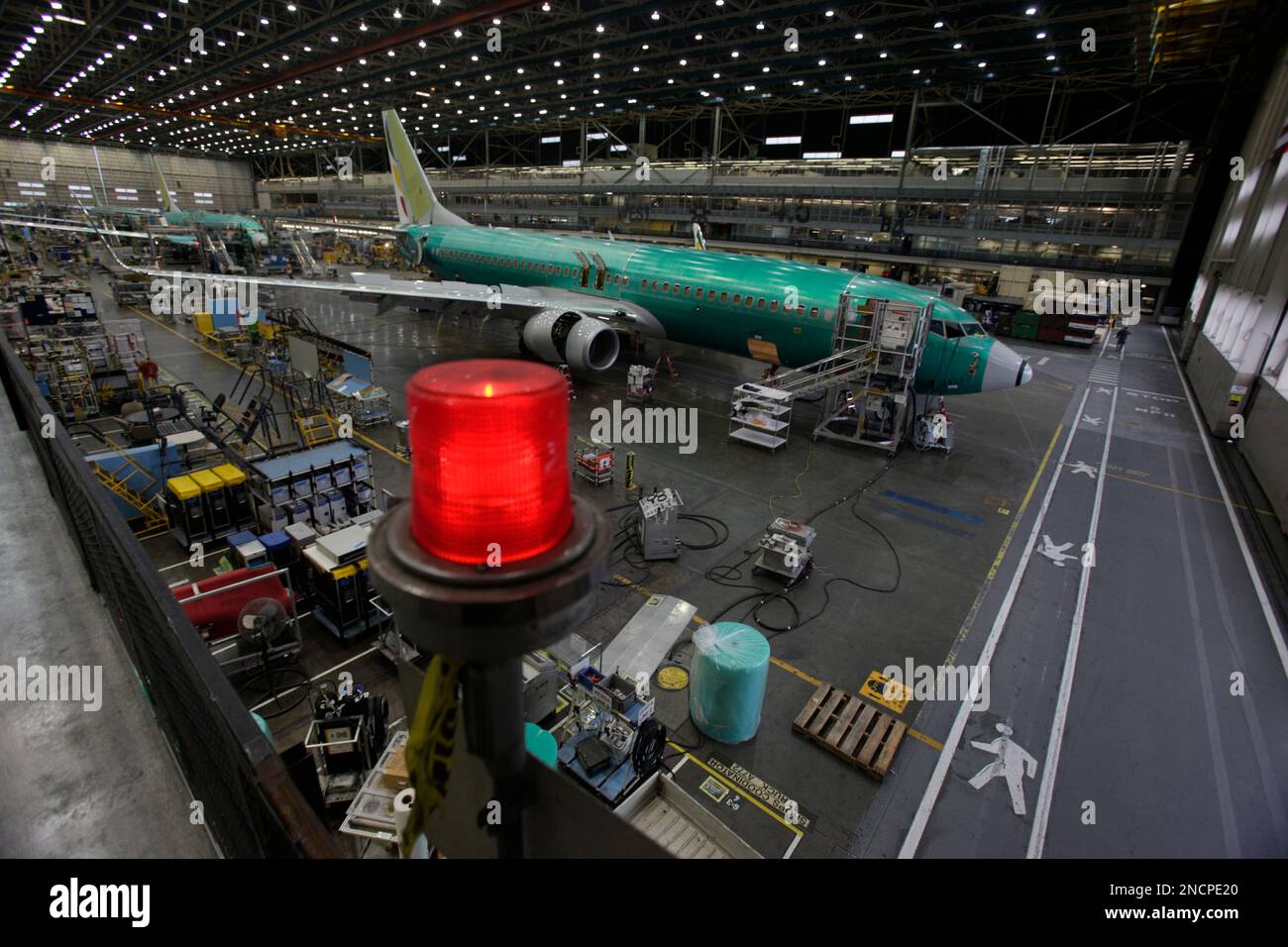 The Boeing Co. 737 airplane production line is shown in Renton, Wash ...