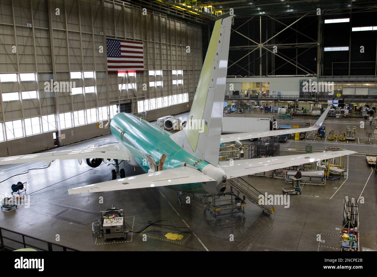 The Boeing Co. 737 airplane production line is shown in Renton, Wash ...