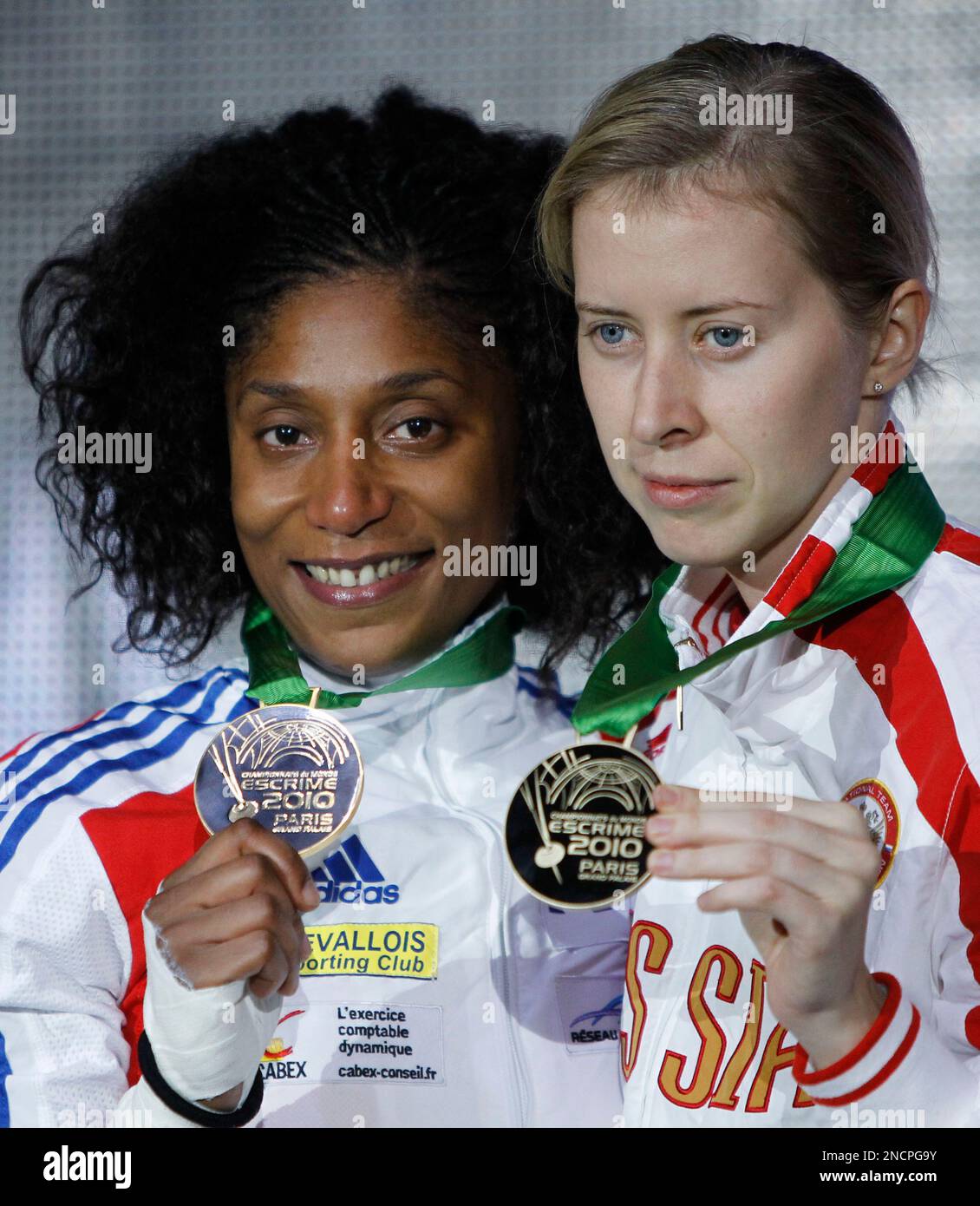 France's Maureen Nisima, left, gold medalist, and Russia's Tatiana ...