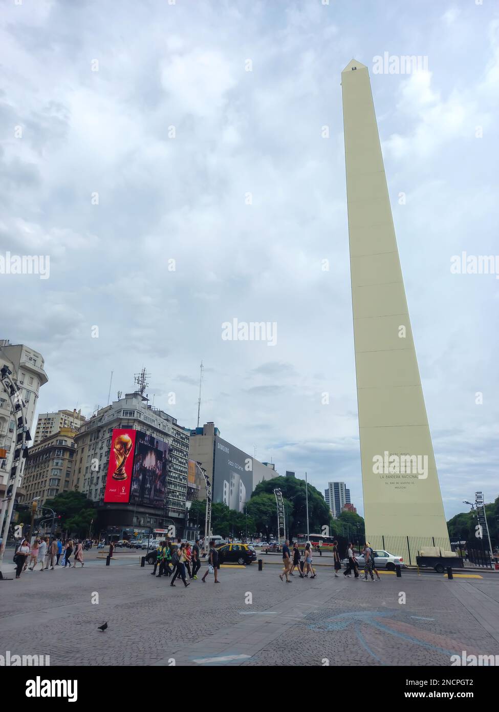 The Obelisk and Republic Square, center of the city of Buenos Aires, at ...
