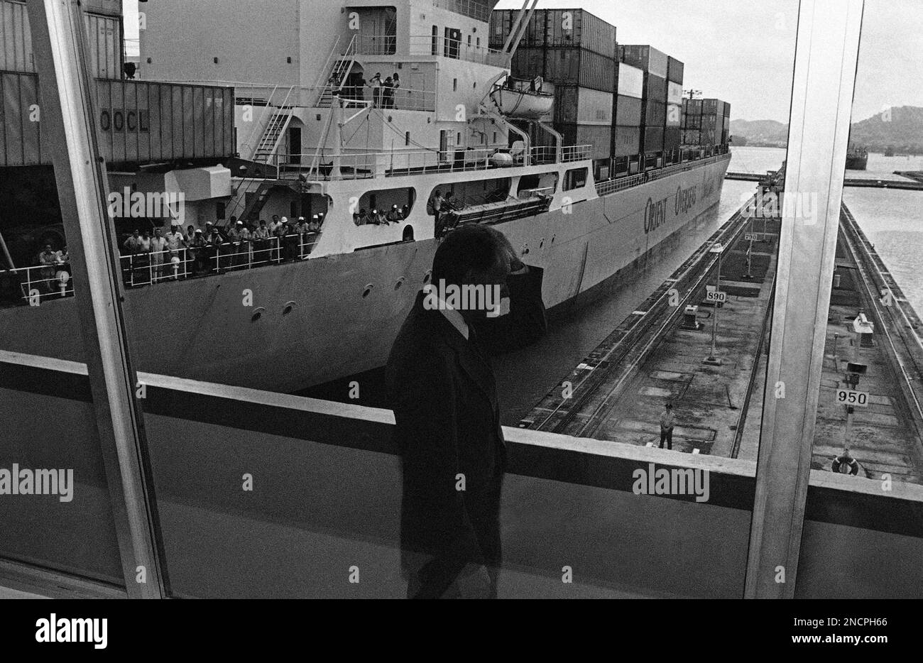 President Jimmy Carter as he views the Panama Canal at the Miraflores ...