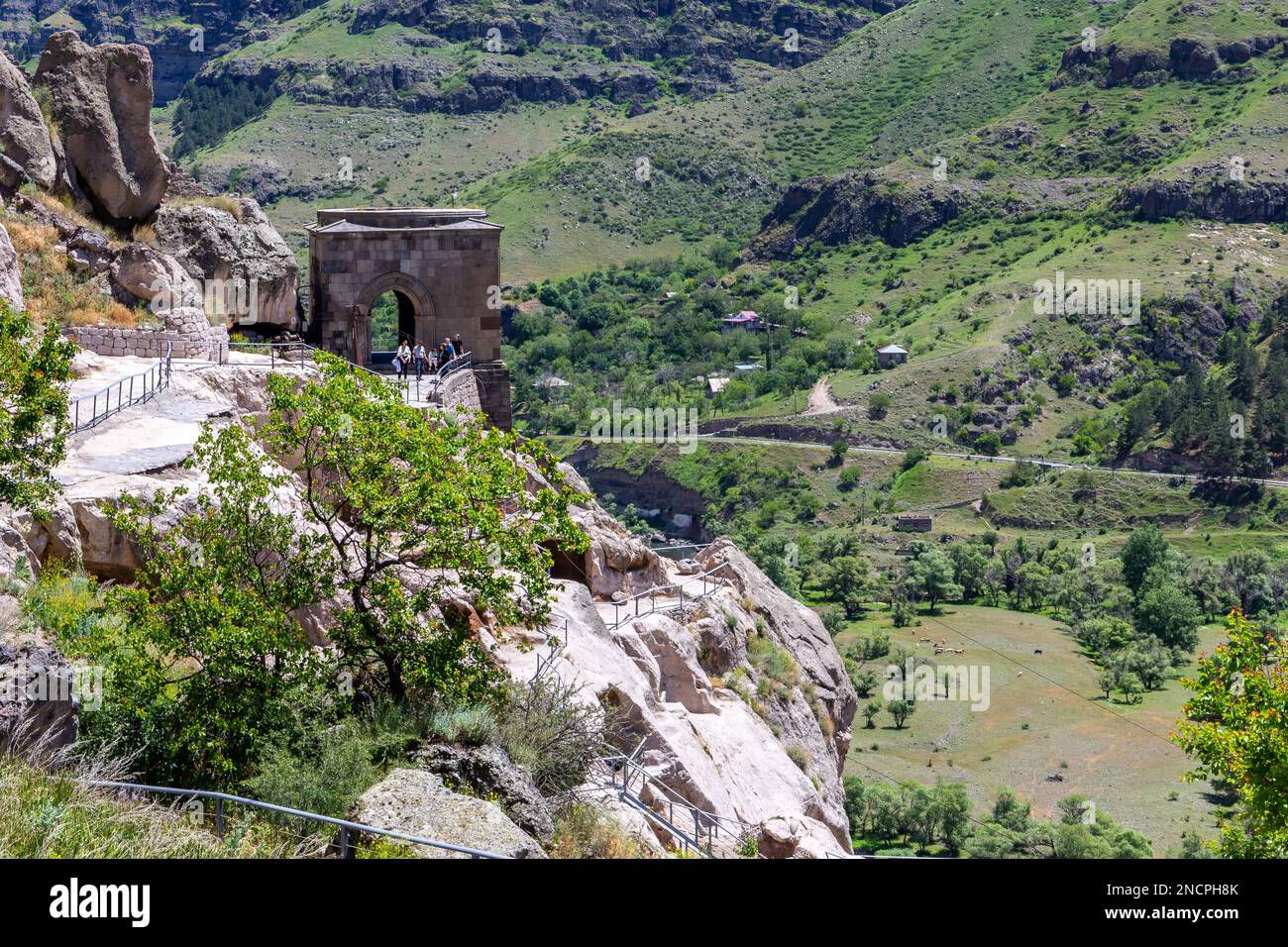 Bell Tower building in Vardzia cave monastery complex in Georgia ...