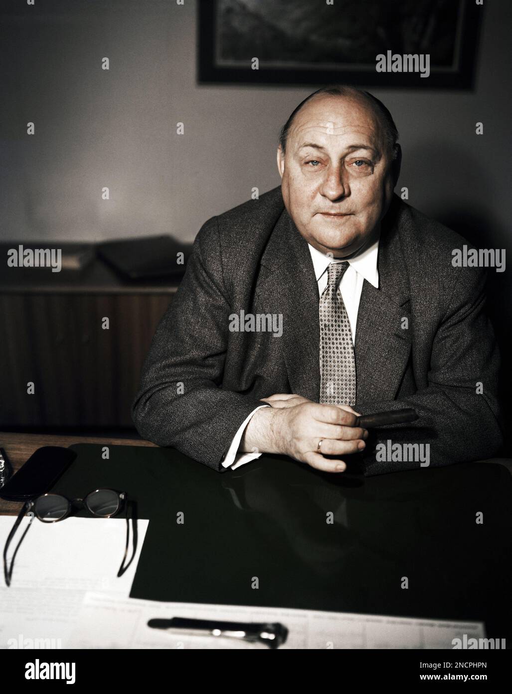 Portrait of Ernst Lemmer, 59, Christian democrat party member, West ...