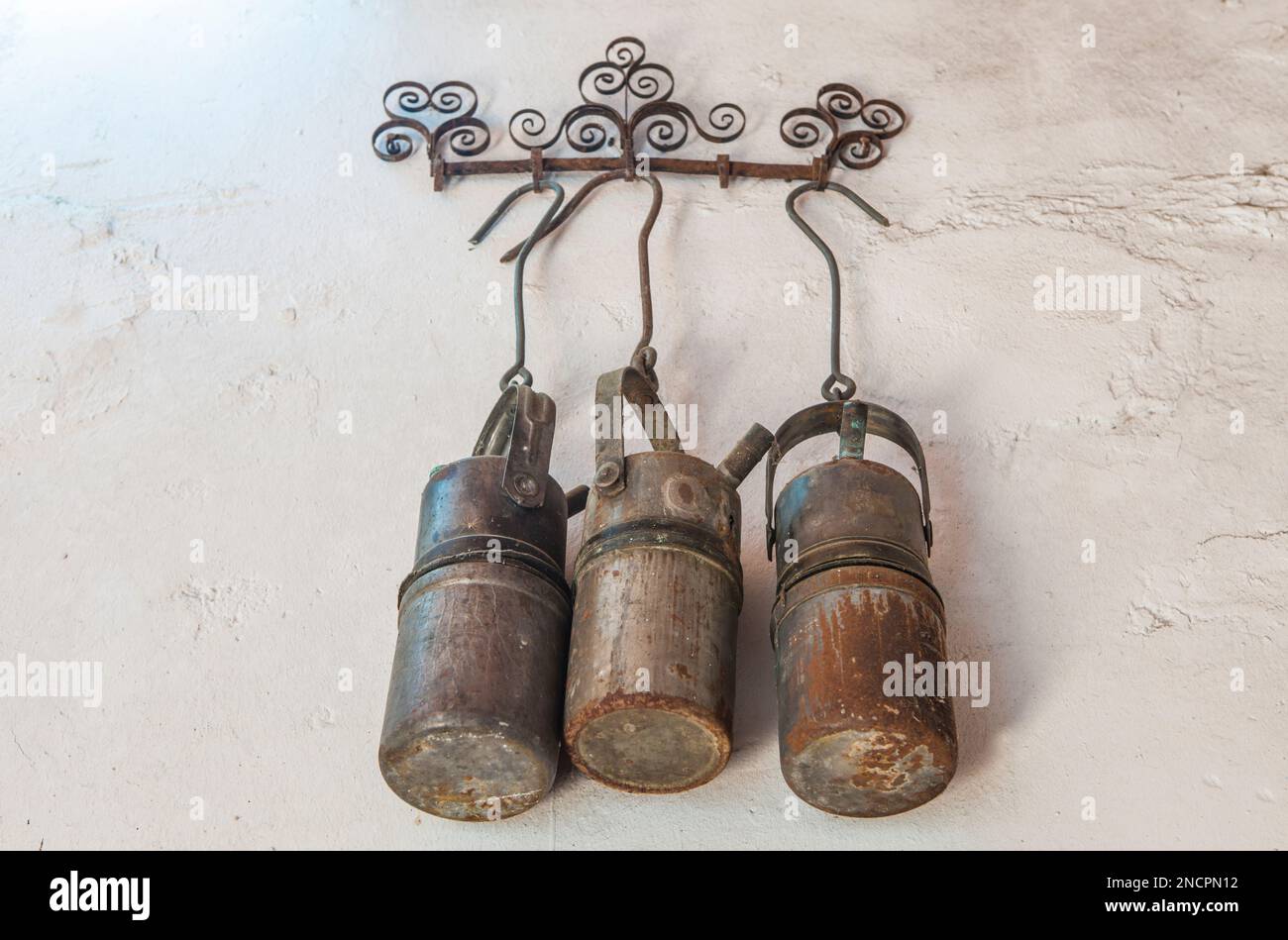 Old rusty carbide lamps. Acetylene gas lamps Stock Photo - Alamy