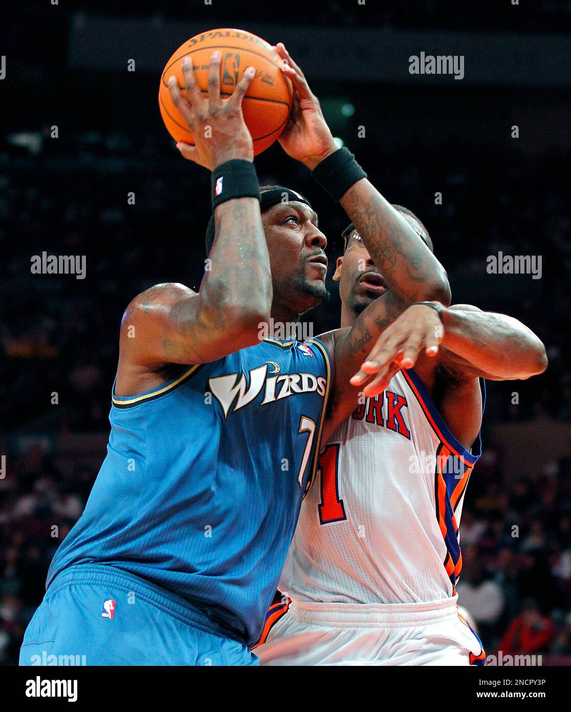 Washington Wizards' Andray Blatche (7) drives to the basket against the ...
