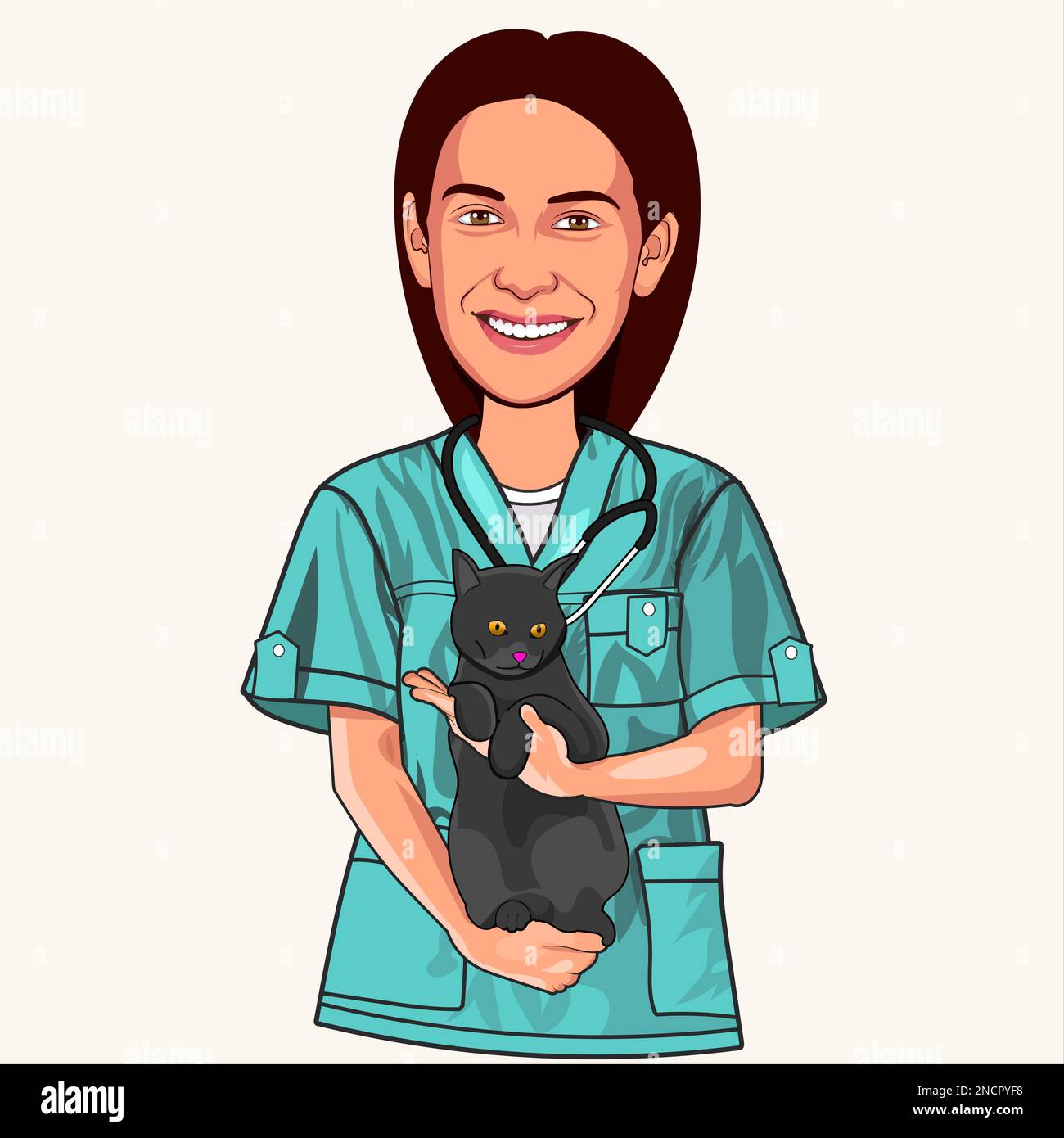 a veterinarian with Cat vector, Lady Women Doctor Holding cute cat ...