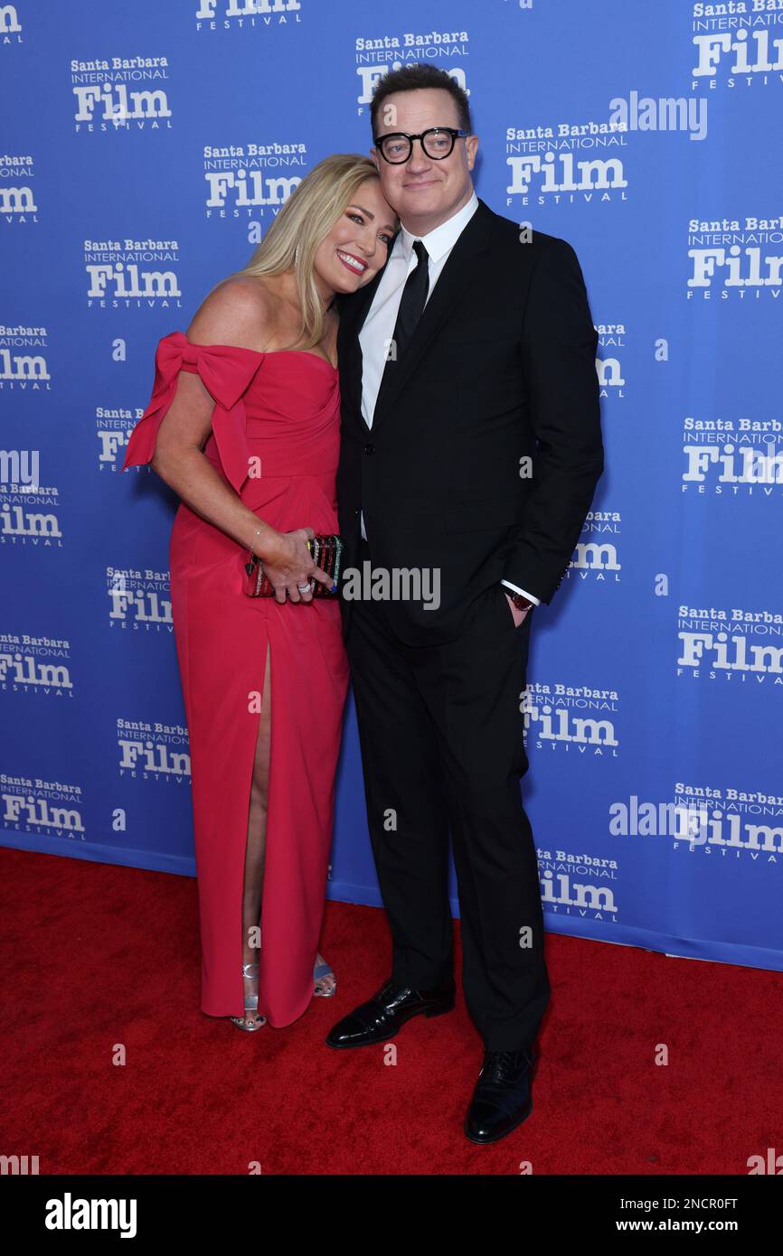 Santa Barbara, USA. 14th Feb, 2023. Afton Smith and Brendan Fraser ...