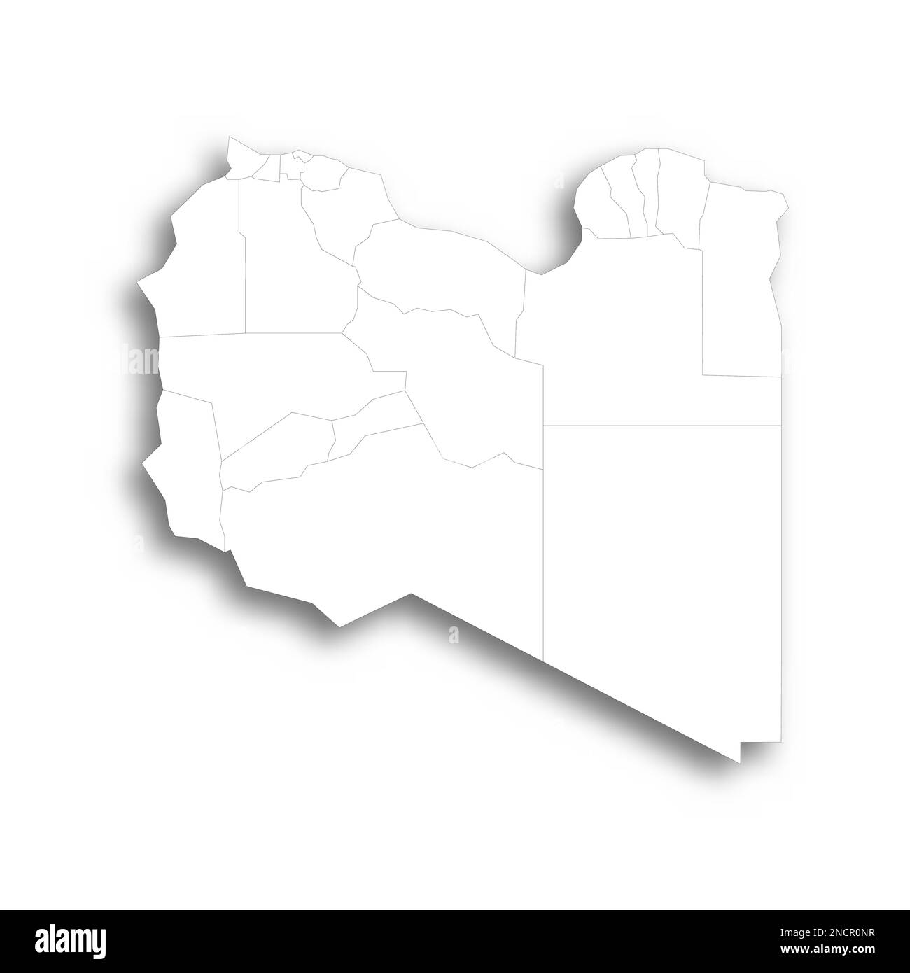 Libya political map of administrative divisions - districts. Flat white ...
