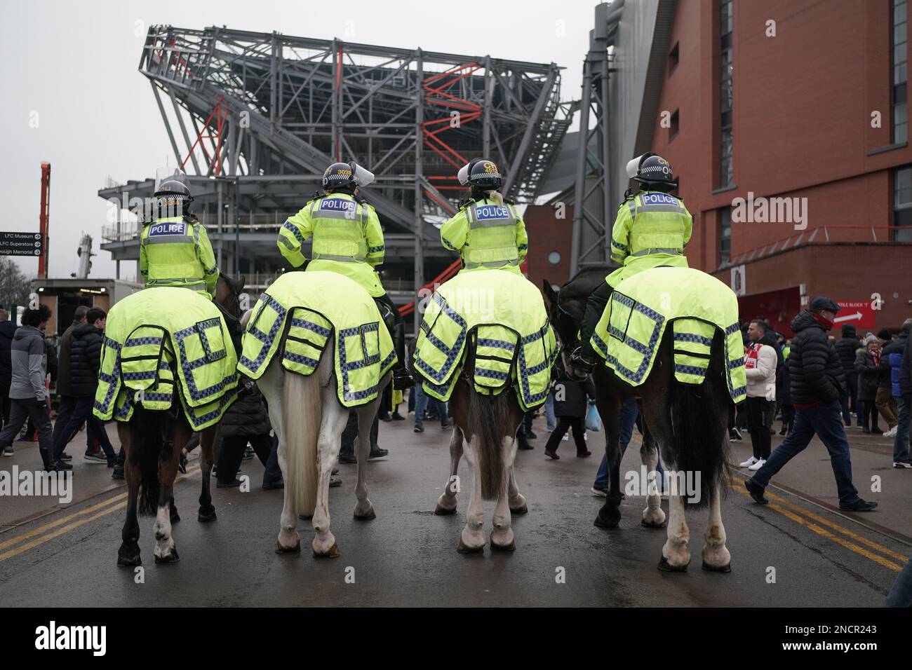 Mounted Police Officers on patrol at a Premier League Match in the UK ...
