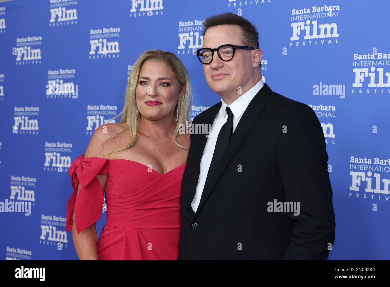 Santa Barbara, USA. 14th Feb, 2023. Afton Smith and Brendan Fraser ...