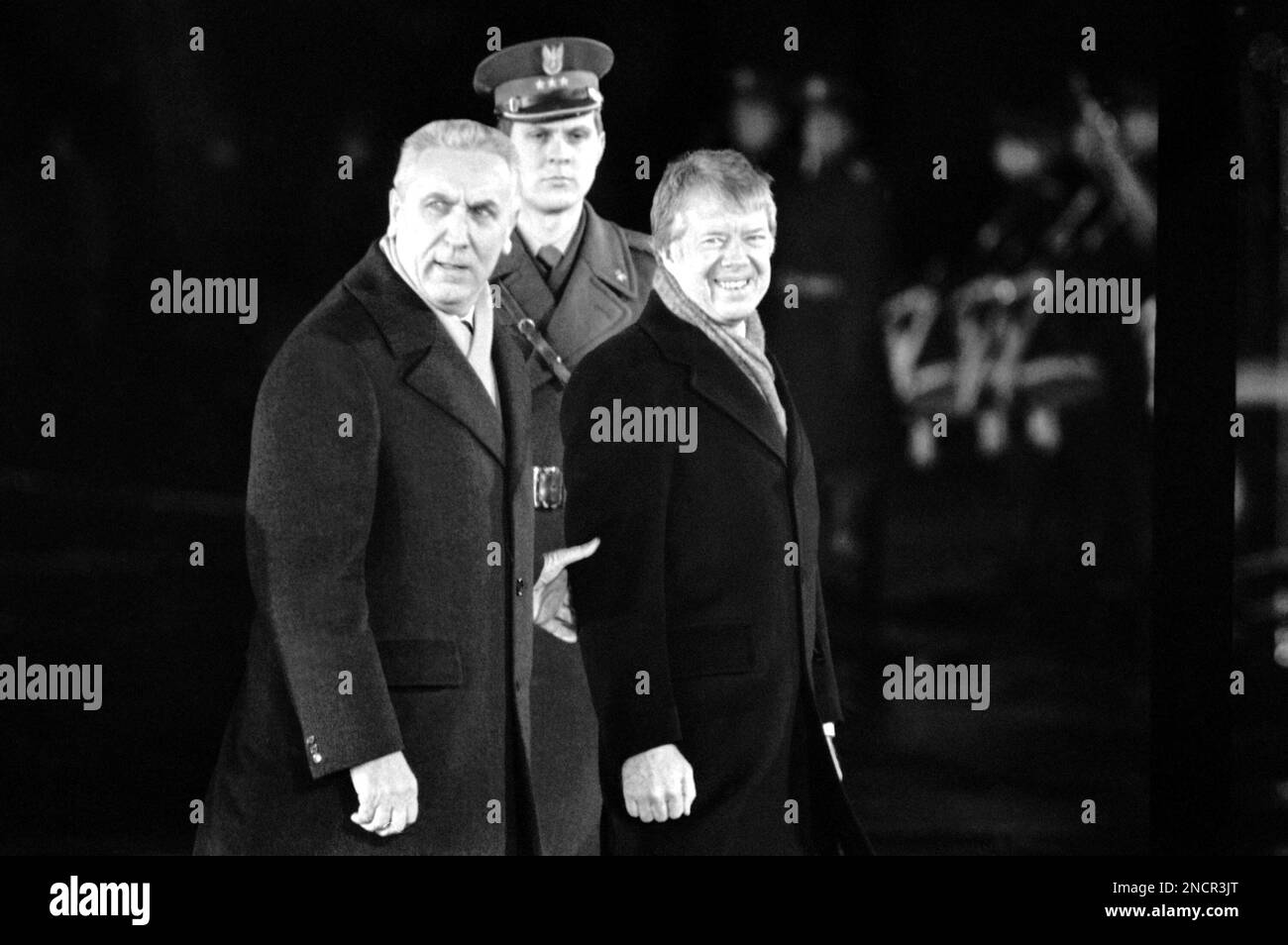 Polish First Secretary Edward Gierek, left, leads the way for President ...