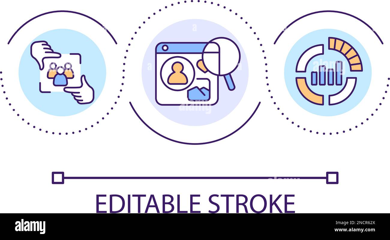 Analyse customer activity on webpage loop concept icon Stock Vector ...