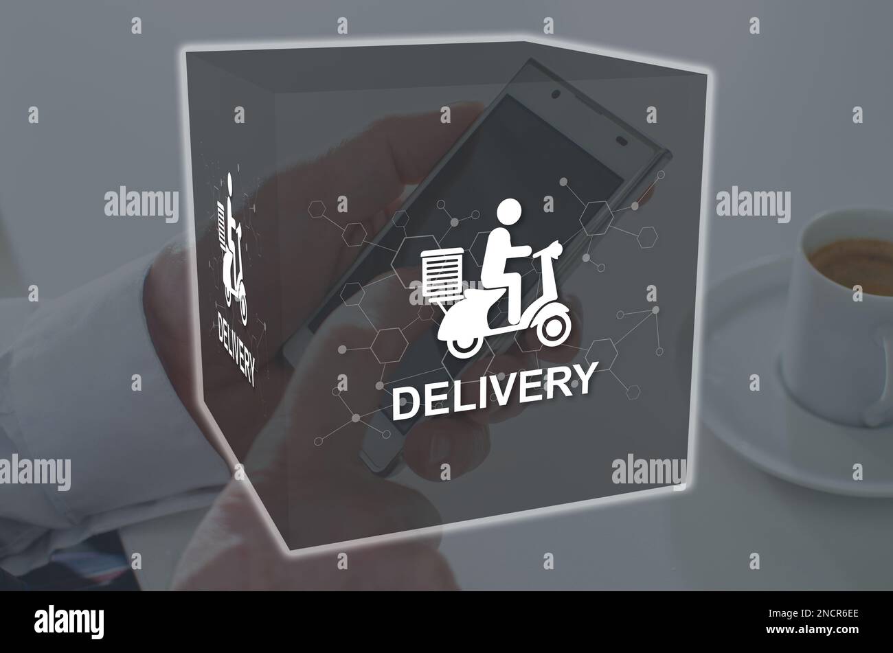 Delivery concept illustrated by a picture on background Stock Photo - Alamy