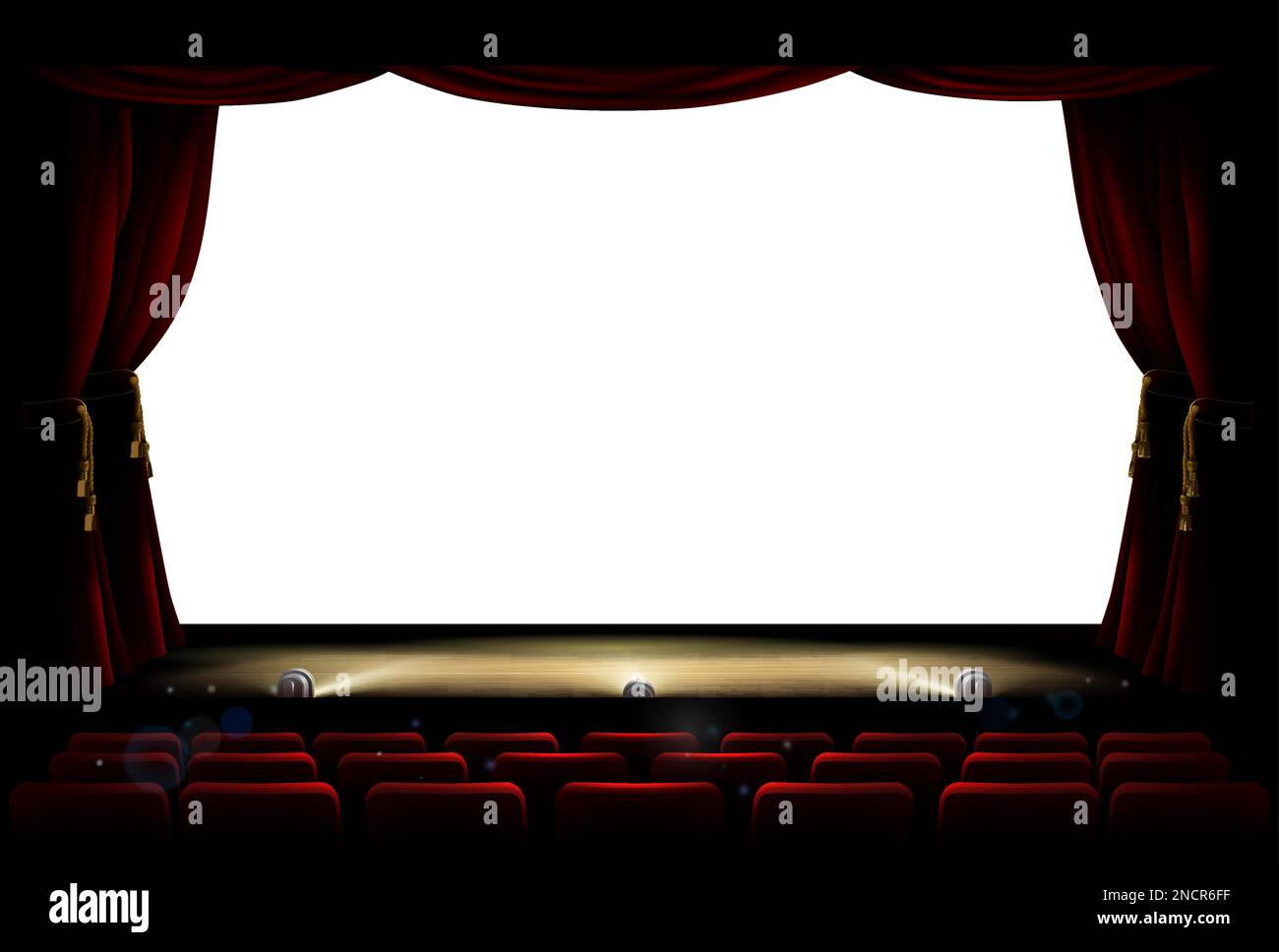Cinema white screen curtain seats Stock Vector Images - Alamy