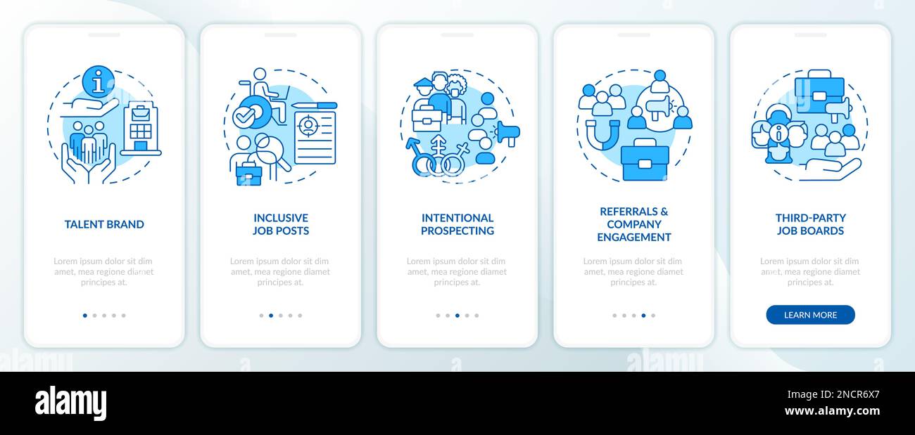 Diversifying pipeline of candidates blue onboarding mobile app screen ... Diversifying pipeline of candidates blue onboarding mobile app screen ...