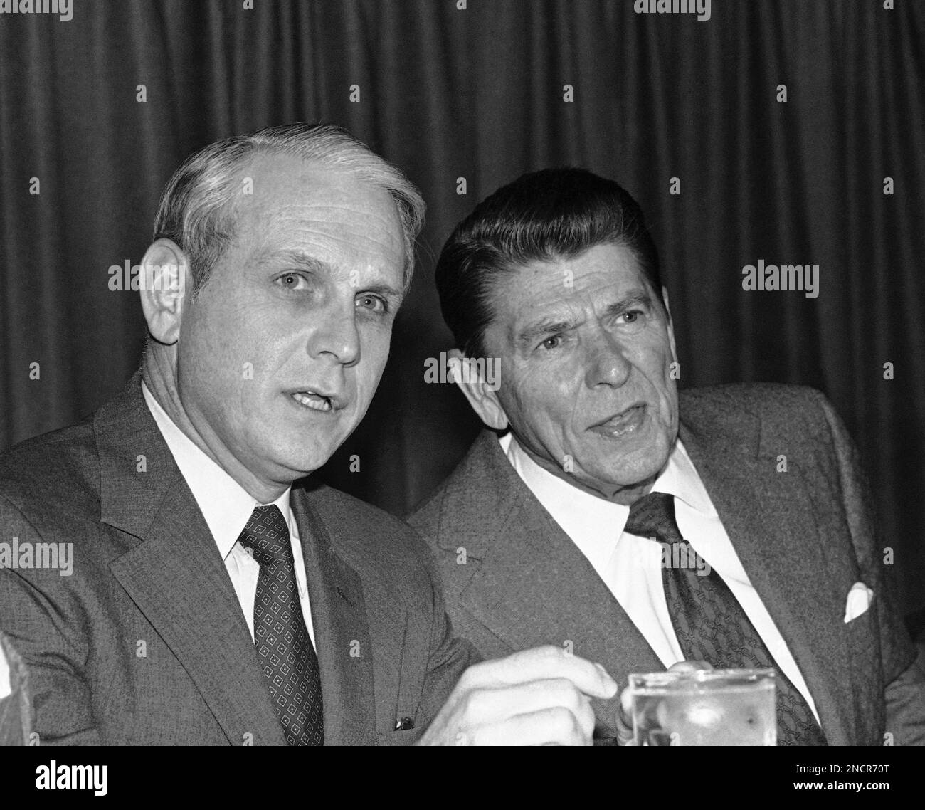 Louisiana Gov- Elect Dave Treen, left, huddles with Republican Ronald ...