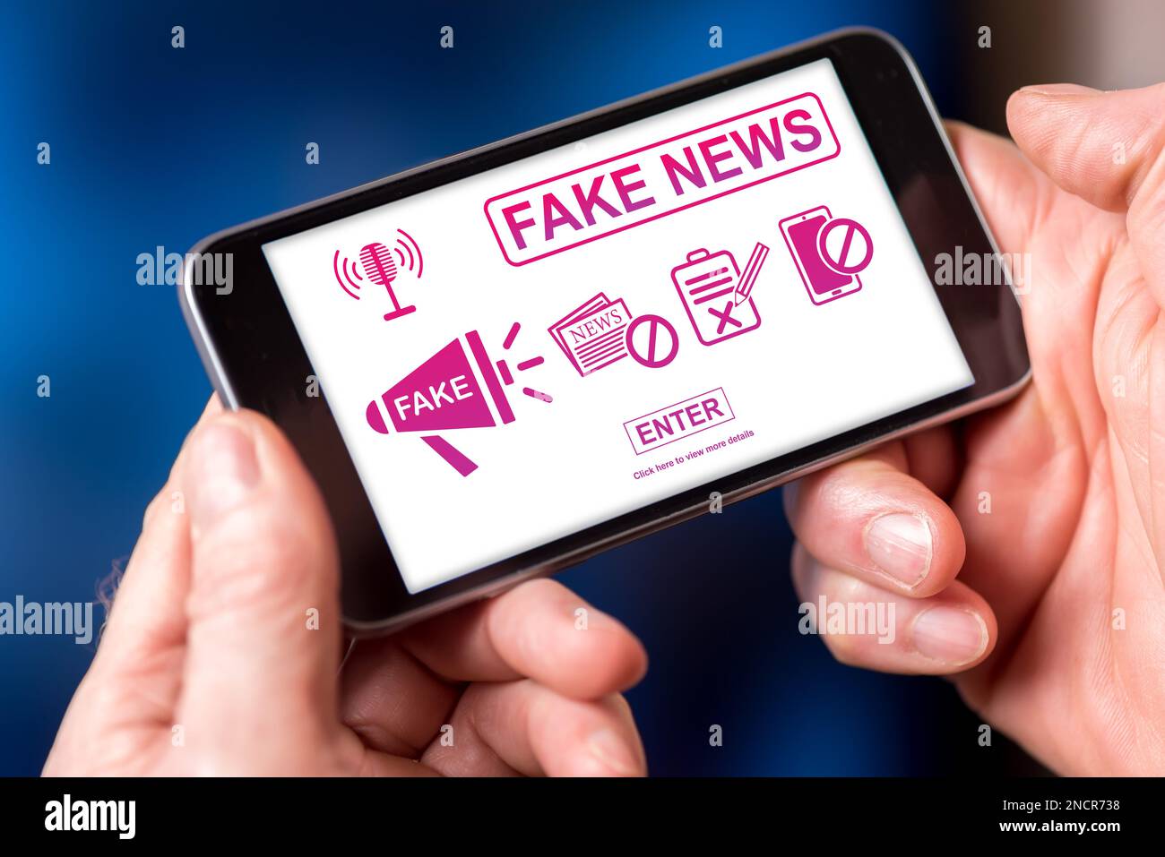 Smartphone screen displaying a fake news concept Stock Photo - Alamy