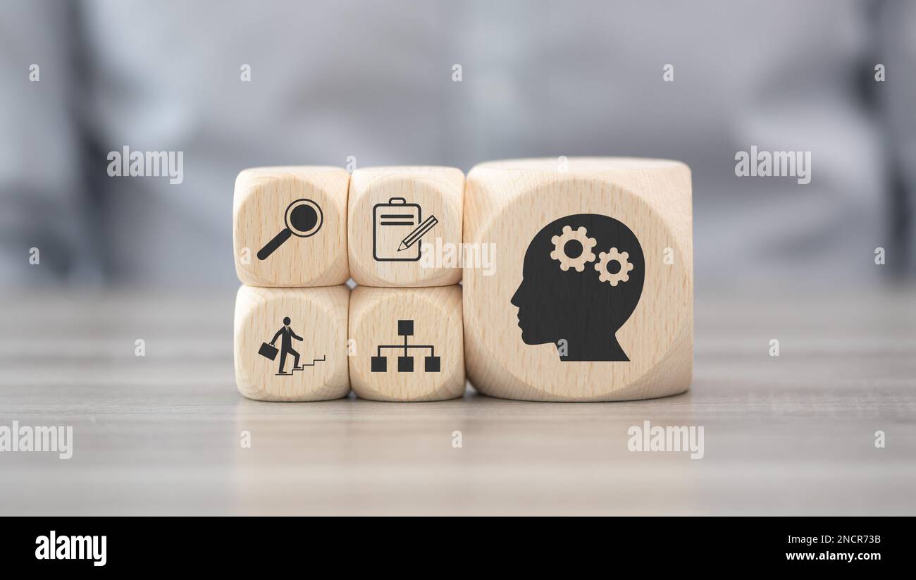 Wooden blocks with symbol of project management concept Stock Photo - Alamy