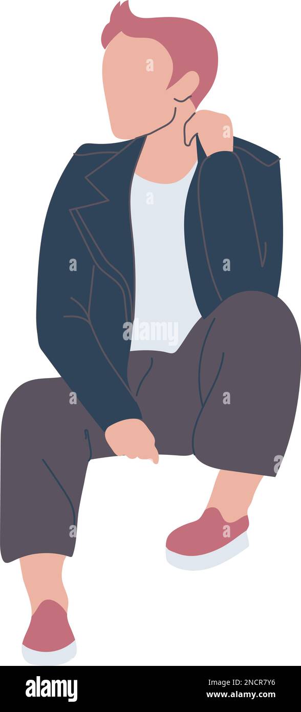 Neutral gender person sitting casually Stock Vector Image & Art - Alamy