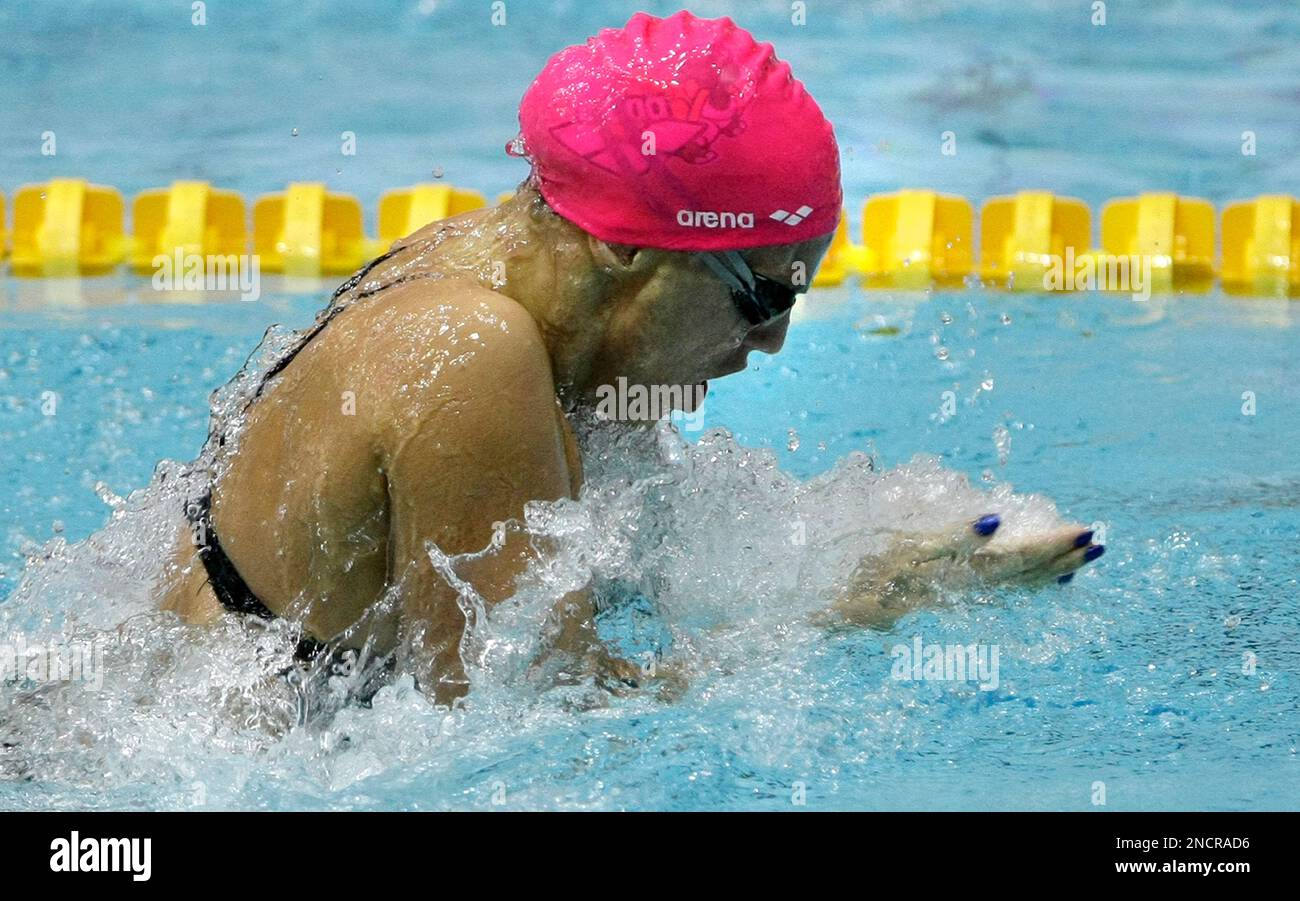 Yuliya Efimova of Russia competes in the women's 50-meter breaststroke ...