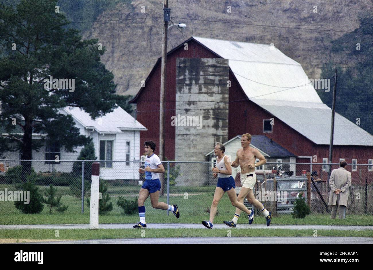 U.S. President Jimmy Carter jogging at Prairie Du Chien High School ...