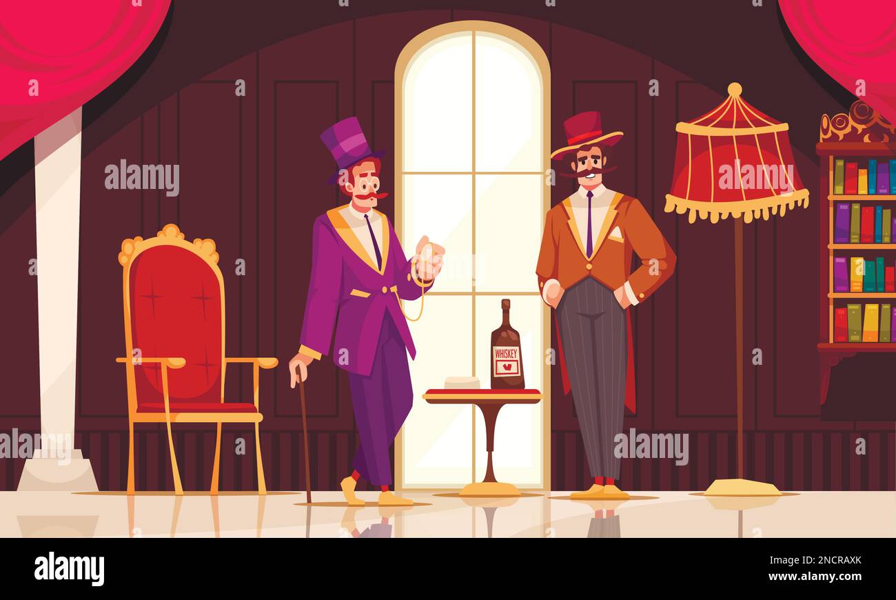 Aristocrat cartoon poster with gentlemen in fancy clothes drinking ...