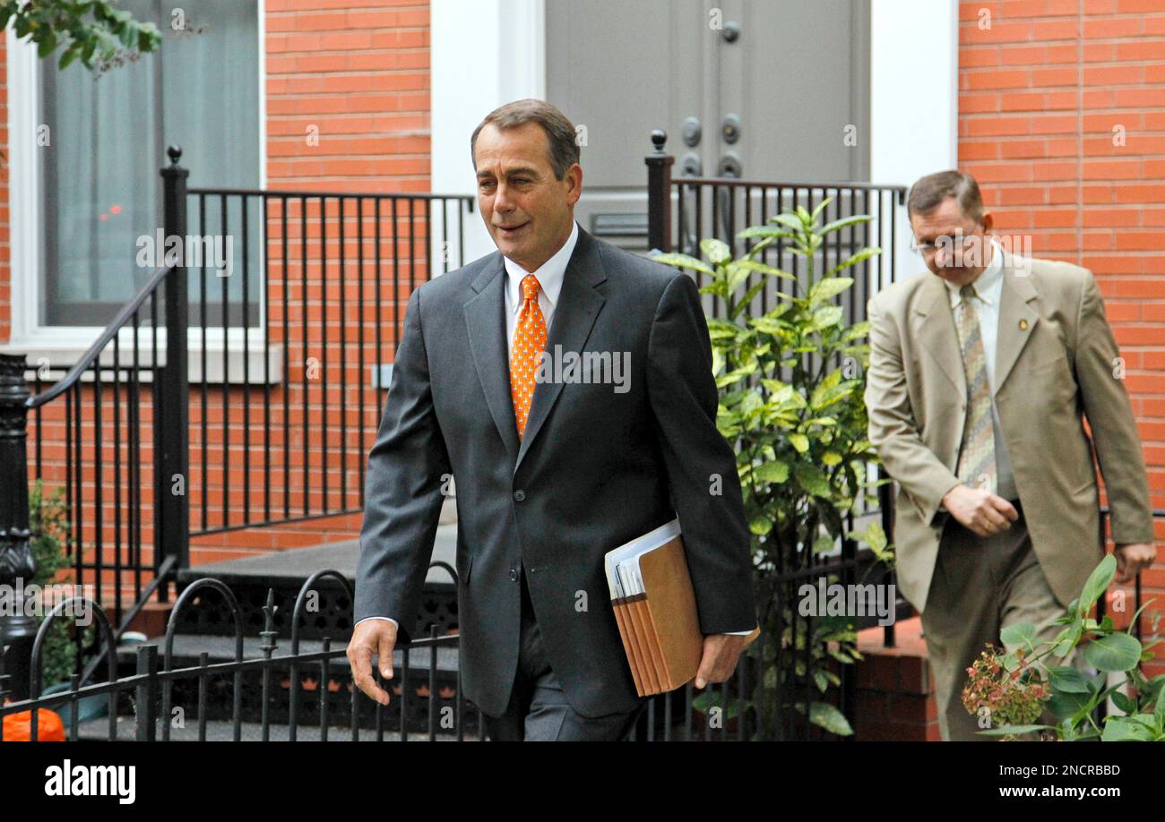 House Speaker-in-waiting Rep. John Boehner, R-Ohio, leaves his home for ...