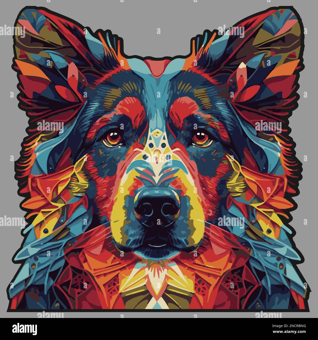 Colorful dog face closeup art vector illustration Stock Vector Image ...