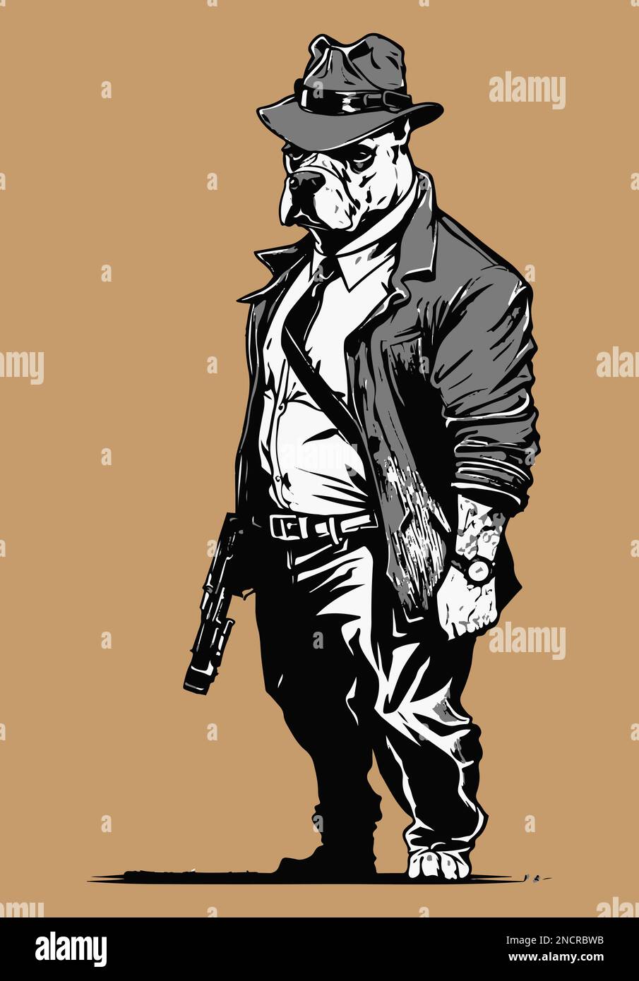 Dog wearing gangster suit armed with gun vector Stock Vector Image ...