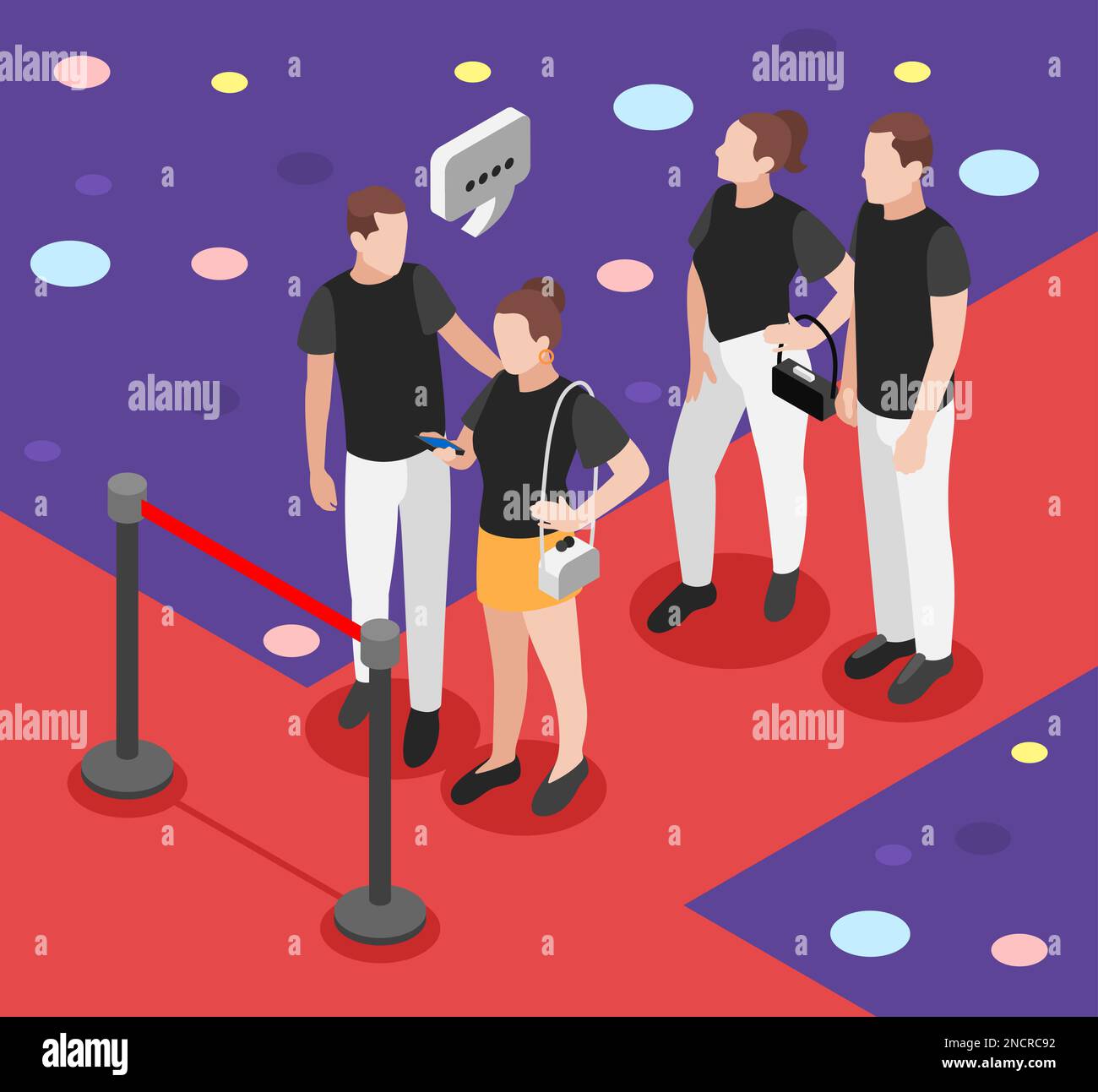 Queue isometric colored composition couple chatting while waiting their ... Queue isometric colored composition couple chatting while waiting their ...