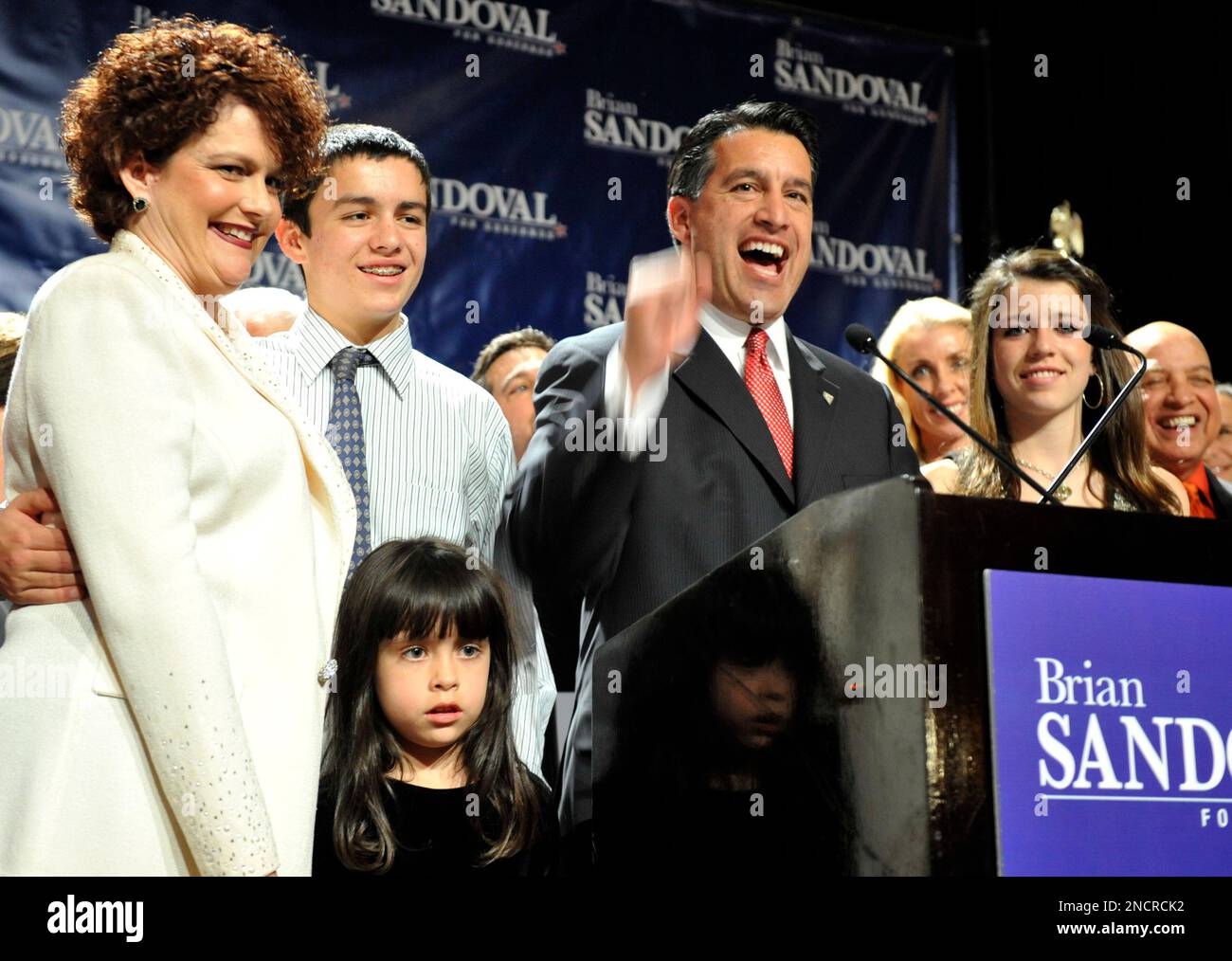 Republican Nevada gubernatorial candidate Brian Sandoval celebrates his ...