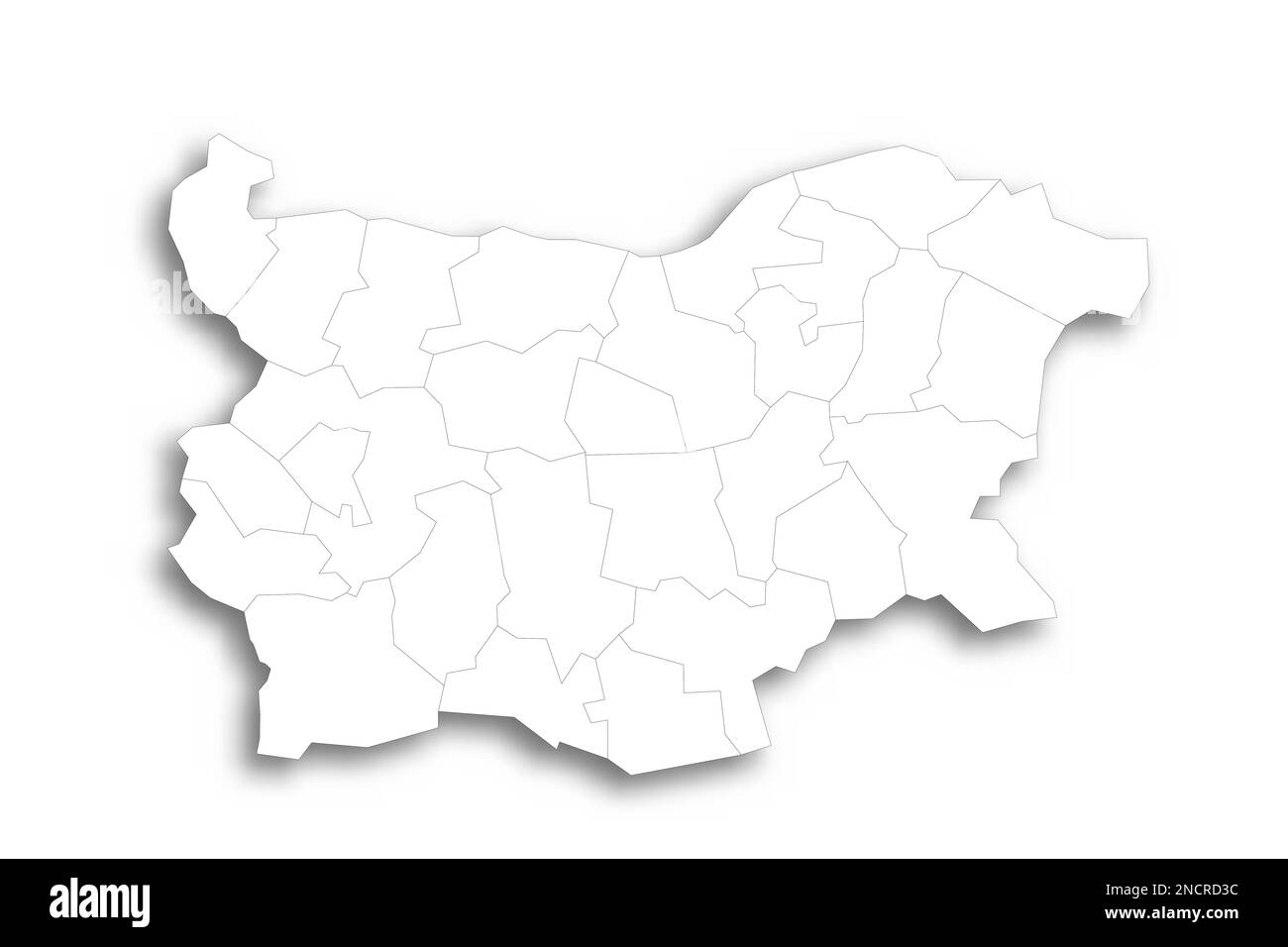 Bulgaria political map of administrative divisions - provinces and regions. Flat white blank map ...
