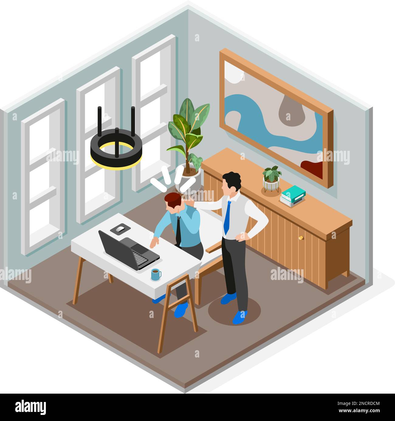 Bad boss isometric and isolated composition supervisor gives a slap to ...
