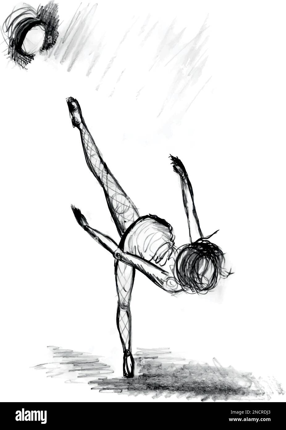 Sketch of dancing woman. Dancing ballerina. Beautiful elegant sketch ...