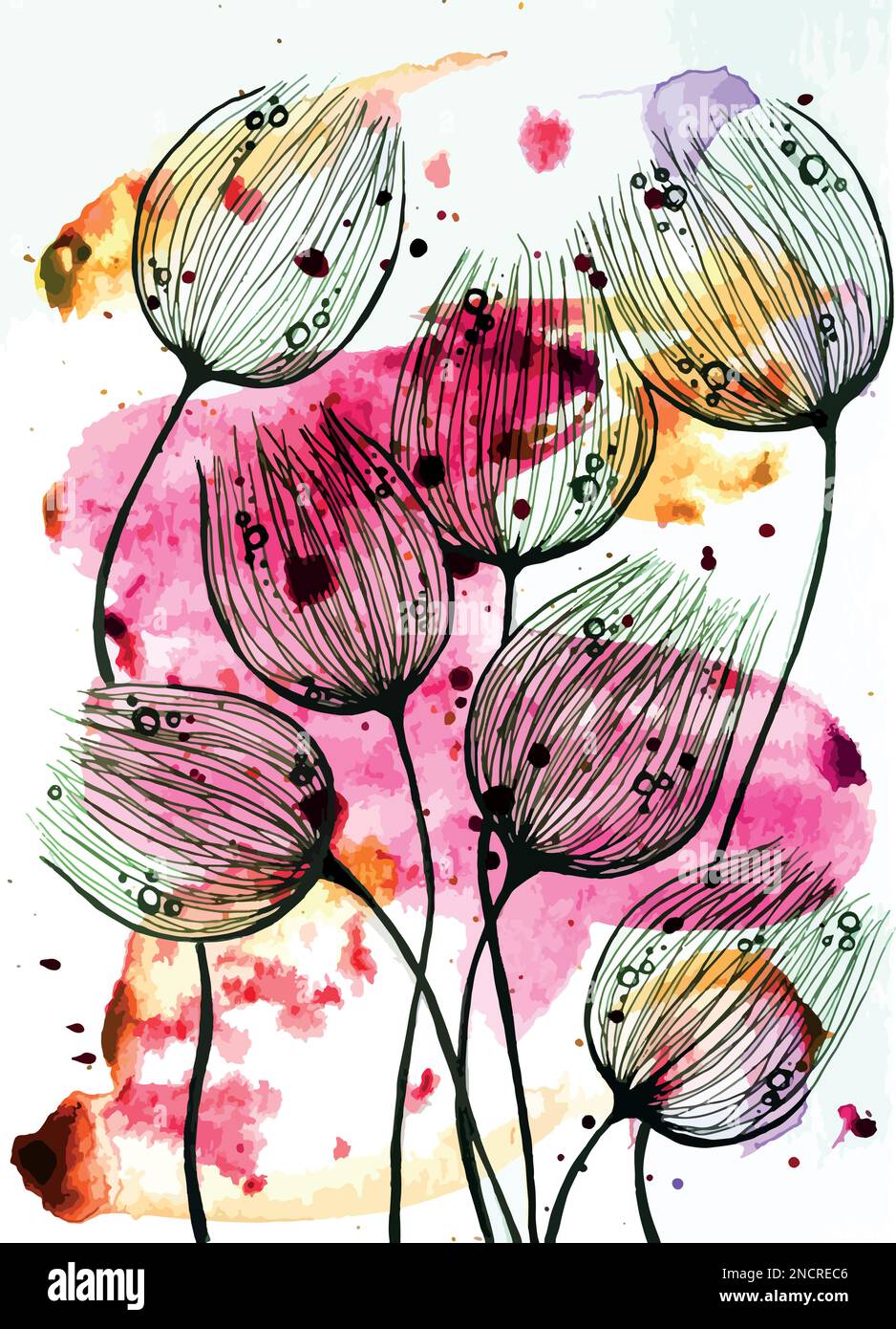 Flower watercolor art background vector. Wallpaper design with floral ...