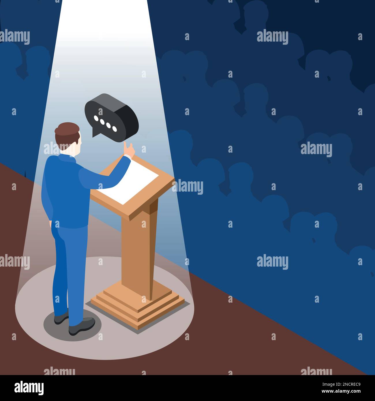 Diplomacy and diplomat colored isometric concept a man in a suit stands ...