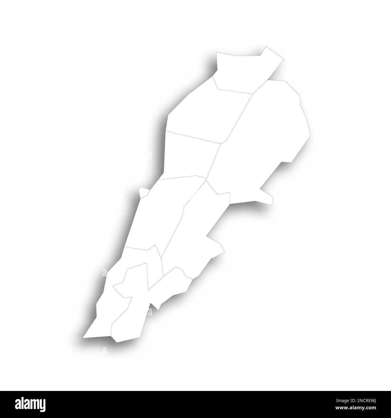 Lebanon political map of administrative divisions - governorates. Flat ...
