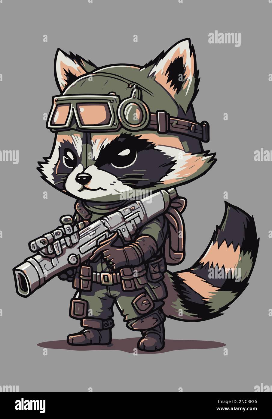 Angry wild raccoon with gun vector illustration Stock Vector Image ...
