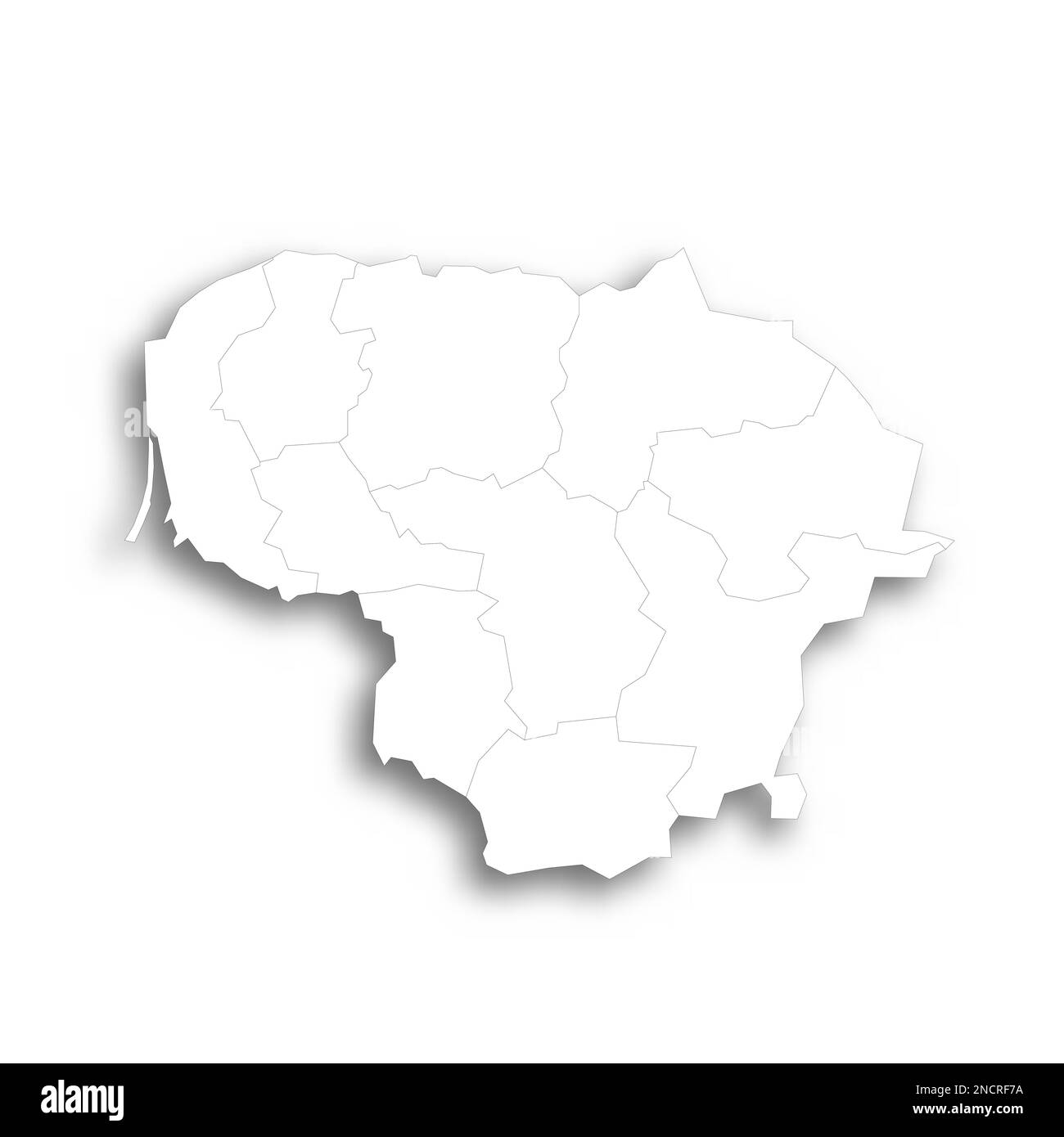 Lithuania political map of administrative divisions - counties. Flat ...
