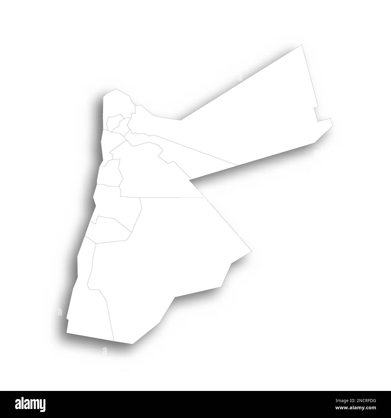Jordan political map of administrative divisions - governorates. Flat ...