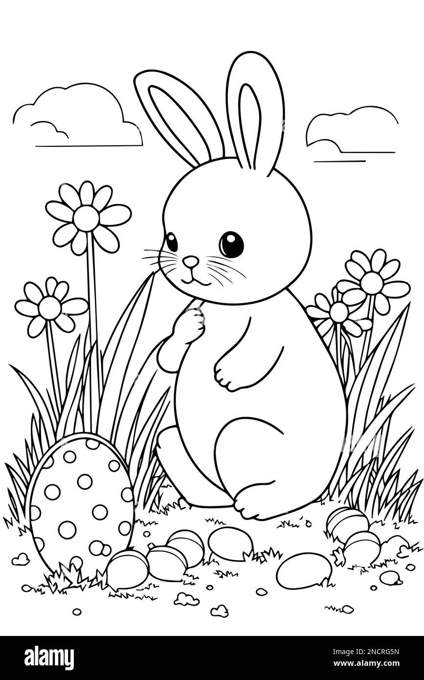 Easter bunny searching for eggs in forest vector Stock Vector Image ...